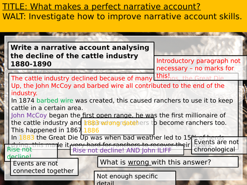 Narrative Account Skills Lesson (Edexcel History American West 9-1 ...