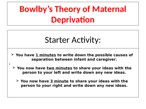 AQA A Level Psych - Attachment (Bowlby's theory of maternal deprivation ...
