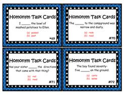 Homonyms Task Cards | Teaching Resources