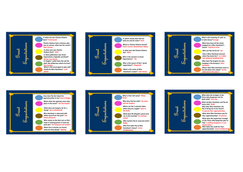 Trivial Pursuit Style Cards GREAT EXPECTATIONS - Quiz - Revision KS4 ...