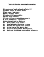 Topic Ideas for Morning Assembly | Teaching Resources