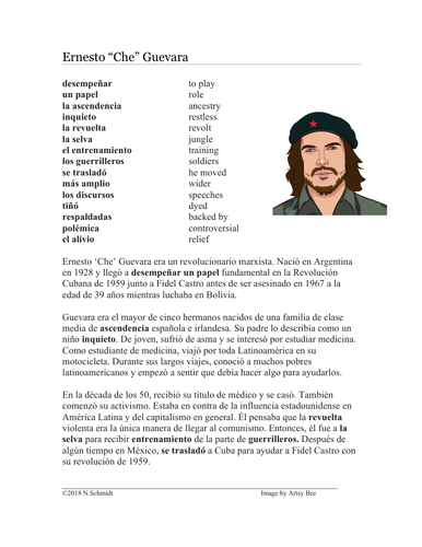 Che Guevara Biografía - Spanish Biography + Worksheet | Teaching Resources