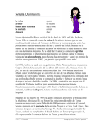 Selena Quintanilla Biografía Biography + Worksheet by ninatutor ...