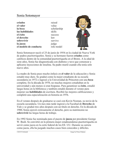 Sonia Sotomayor Biografía: Spanish Biography | Teaching Resources