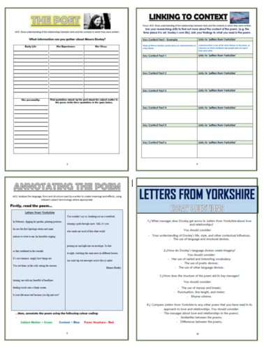 Letters from Yorkshire - Maura Dooley - Comprehension Activities ...