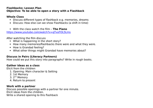 Flashbacks Lesson Plan: Using 'The Piano', an animated film inspiring ...