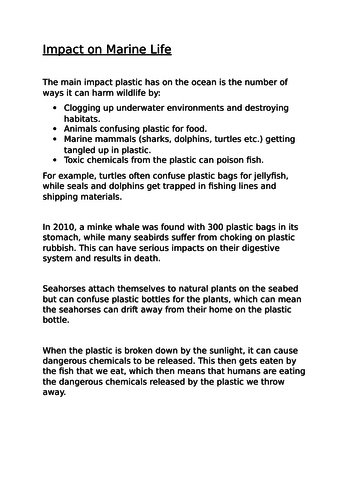 Plastic pollution - oceans | Teaching Resources