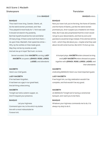 Lessons for each act and scene of Macbeth | Teaching Resources