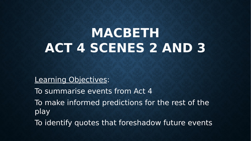 Lessons for each act and scene of Macbeth | Teaching Resources