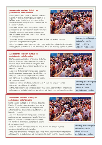 Las Fiestas de Espana - la Tomatina 4.2G AQA Spanish Foundation ...