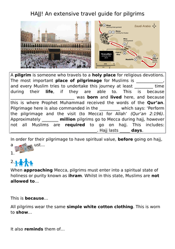 Hajj - 1 lesson (KS3: learning GCSE exam skills/4 and 5 mark questions ...