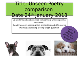 Unseen Poetry Comparison EDEXCEL ENGLISH LITERATURE PAPER 2 | Teaching ...