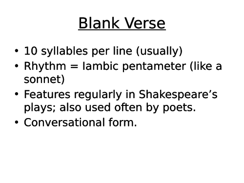The differences between blank verse and prose | Teaching Resources