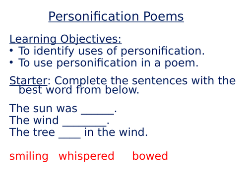 Personification in Poetry | Teaching Resources