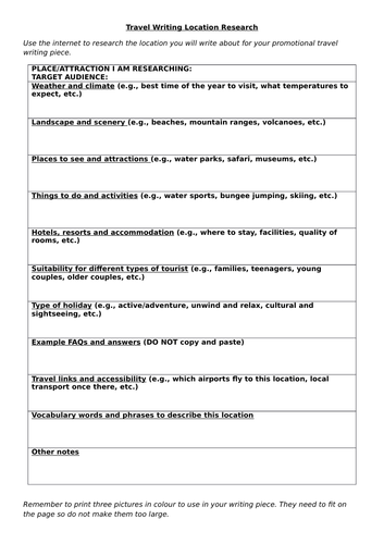 KS3 Travel Writing 9 lesson unit - Introducing writing skills for GCSE ...