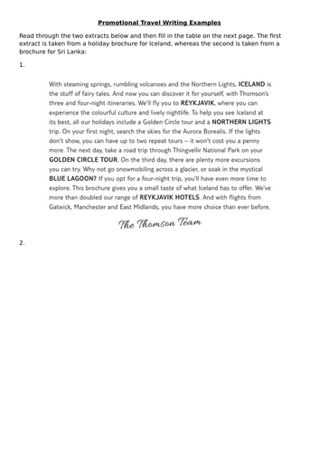 KS3 Travel Writing 9 lesson unit - Introducing writing skills for GCSE ...