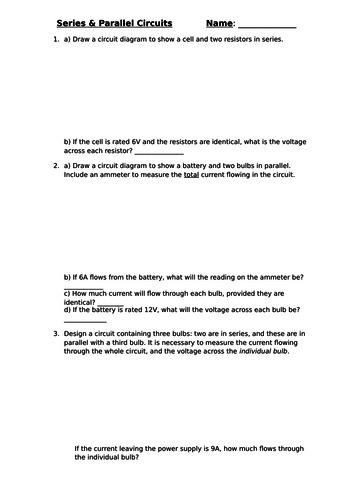 GCSE Current in series & parallel | Teaching Resources