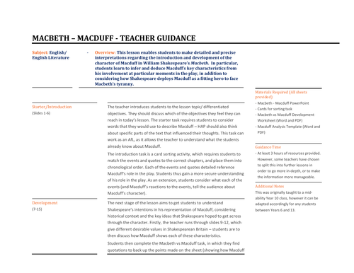 Macbeth: Macduff! | Teaching Resources
