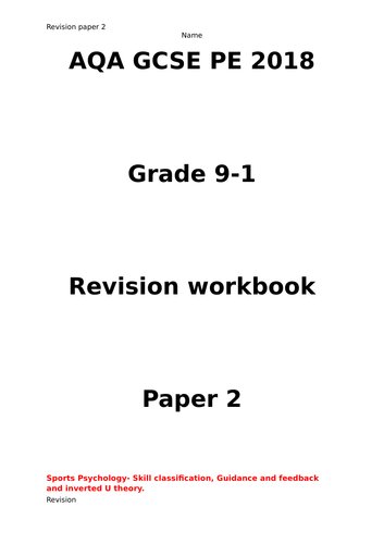 Workbook of exam questions for paper 2 AQA 2018 GCSE PE | Teaching ...