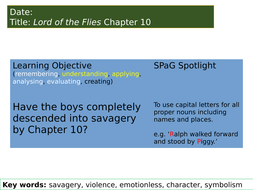 LORD OF THE FLIES Chapter 10 (Savagery) | Teaching Resources