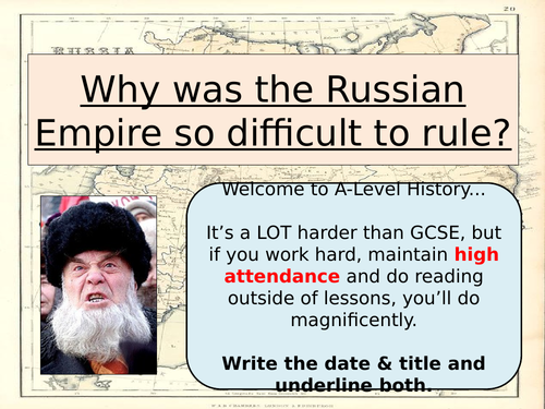 AQA A-Level Tsarist & Communist Russia Lesson 1 (Russian Empire ...