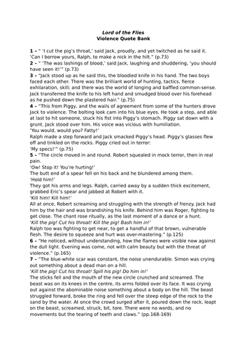 LORD OF THE FLIES Theme of Violence Lesson | Teaching Resources