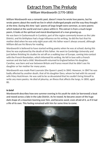 Extract from The Prelude - GCSE Poetry revision notes (Power and ...