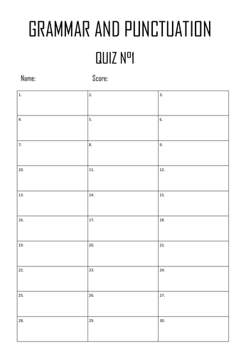 GRAMMAR QUIZ - INTERACTIVE POWERPOINT | Teaching Resources