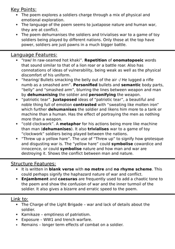 Bayonet Charge - GCSE Poetry revision notes (Power and Conflict ...