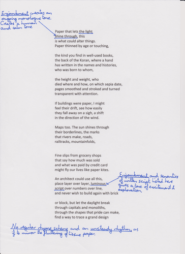 Tissue - GCSE Poetry revision notes (Power and Conflict anthology ...