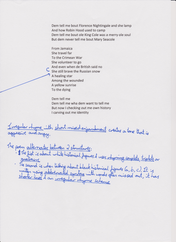 Checking Out Me History - GCSE Poetry revision notes (Power and ...