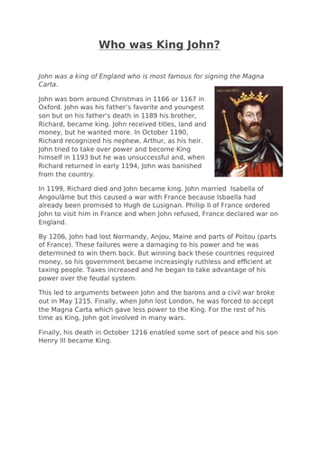 King John | Teaching Resources