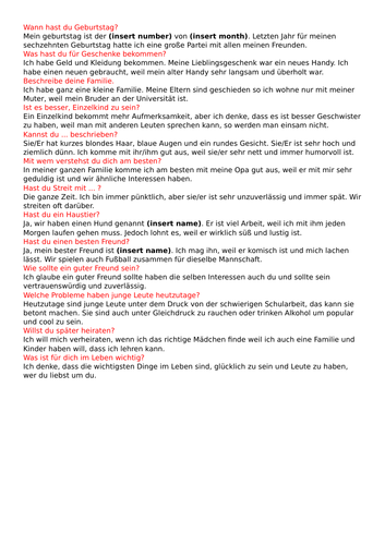 GCSE German Speaking Model Answers | Teaching Resources