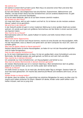 GCSE German Speaking Model Answers | Teaching Resources