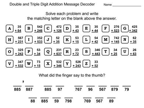 Double & Triple Digit Addition Without Regrouping Activity: Math ...