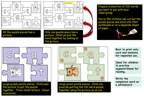 CVC/Word Families Making Words Jigsaw Puzzles Cut/Stick Activities ...