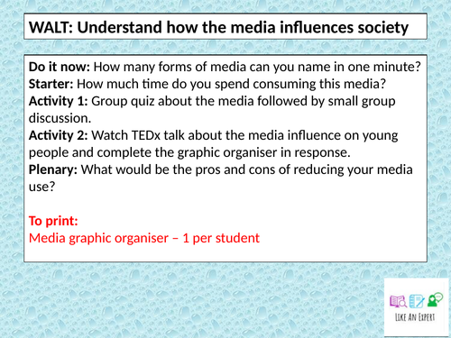 PSHE lesson: How does media affect young people and society? | Teaching ...