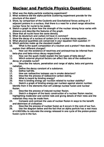 OCR Physics A H556 Nuclear & Particle Physics Questions | Teaching ...
