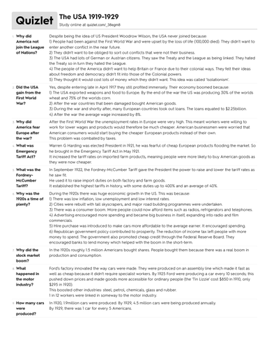 GCSE History - The Roaring 20s - The USA 1919-29 | Teaching Resources