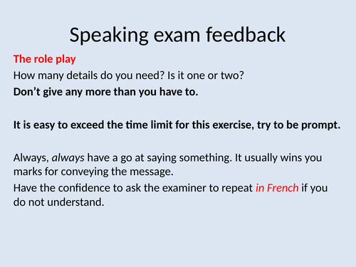 Speaking exam practice and feedback | Teaching Resources