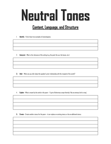 Neutral Tones - Thomas Hardy - Love/Relationships Poetry | Teaching ...