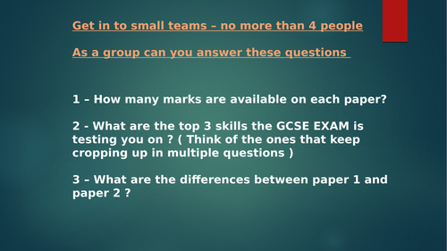 mini mock paper 1 - questions 1 - 3 GCSE English Language | Teaching ...