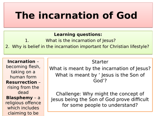 Christianity beliefs- The incarnation of God- GCSE AQA- 9-1 | Teaching ...