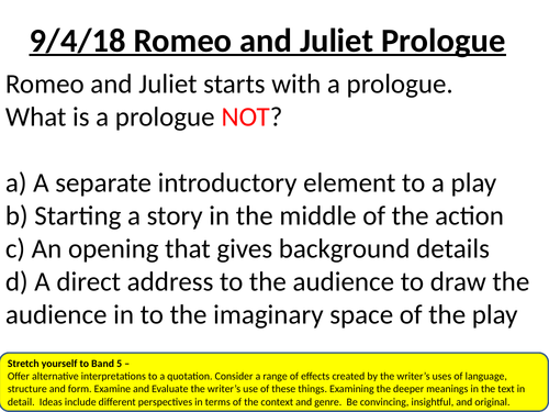Romeo and Juliet Prologue lesson for low/mid ability | Teaching Resources