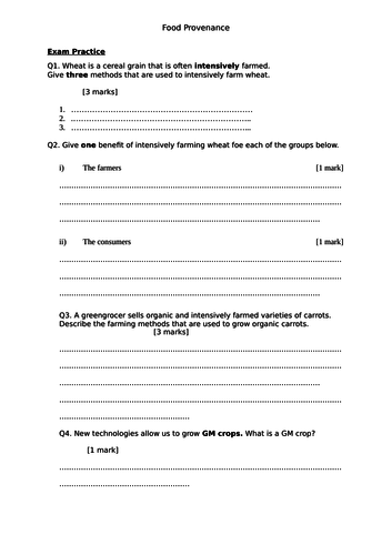 AQA FPN Food Provenance - Intensive Farming | Teaching Resources
