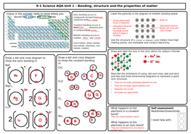 AQA Chemistry Revision Mats/Grids FOUNDATION Unit 1 & 2 Atomic ...
