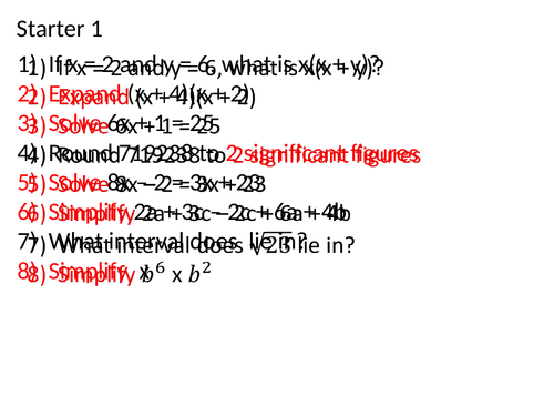 KS4 Maths Starter Questions | Teaching Resources