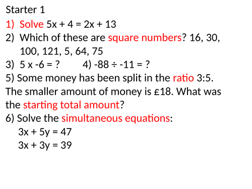 KS4 Maths Starter Questions | Teaching Resources