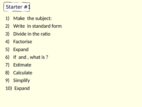 KS4 Maths Starter Questions | Teaching Resources