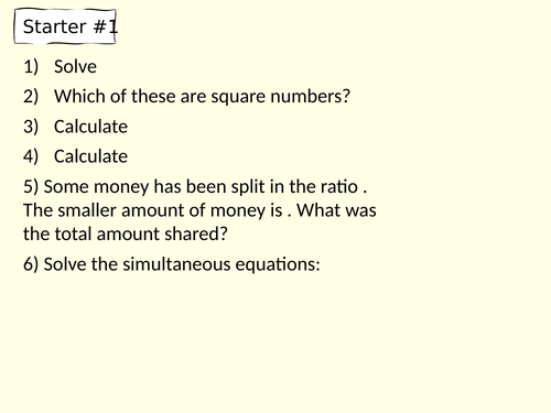 KS4 Maths Starter Questions | Teaching Resources
